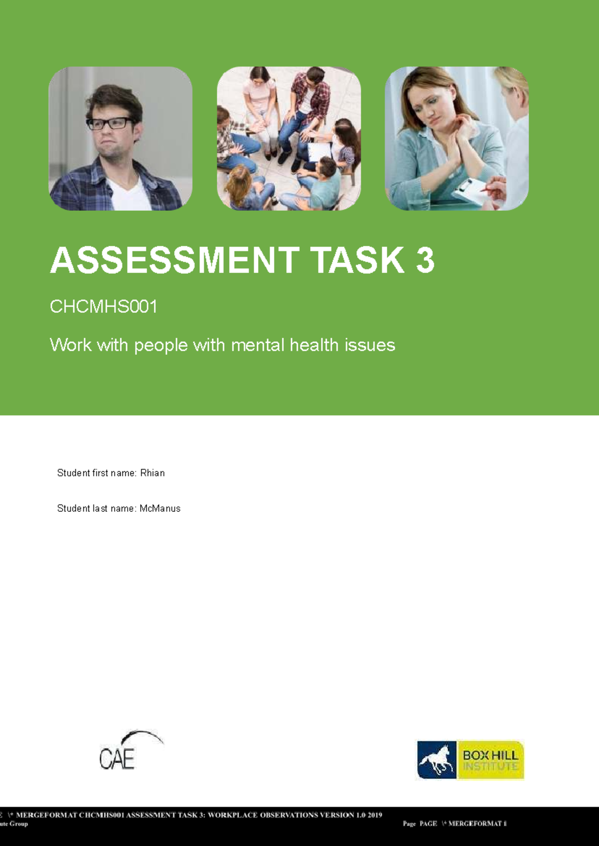 CHCMHS001 Assessment Task 3: Written Questions Guide - Studocu
