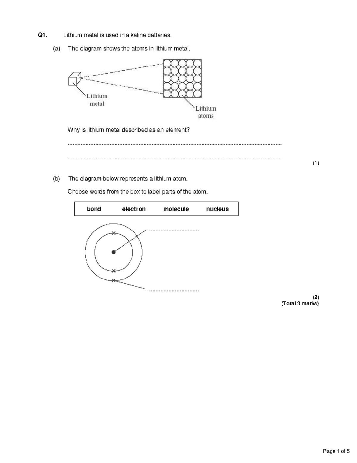 Atomic Structure Revision EQs and Mark Schemes (Chemistry) - Studocu