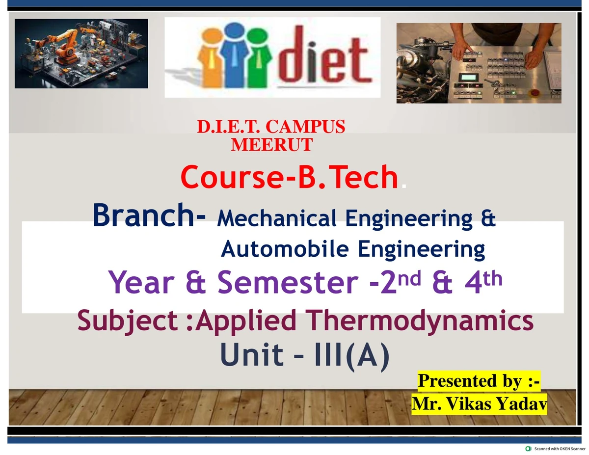 B.Tech 4th Sem ME & AU: Applied Thermodynamics Unit 4 Notes on Steam ...