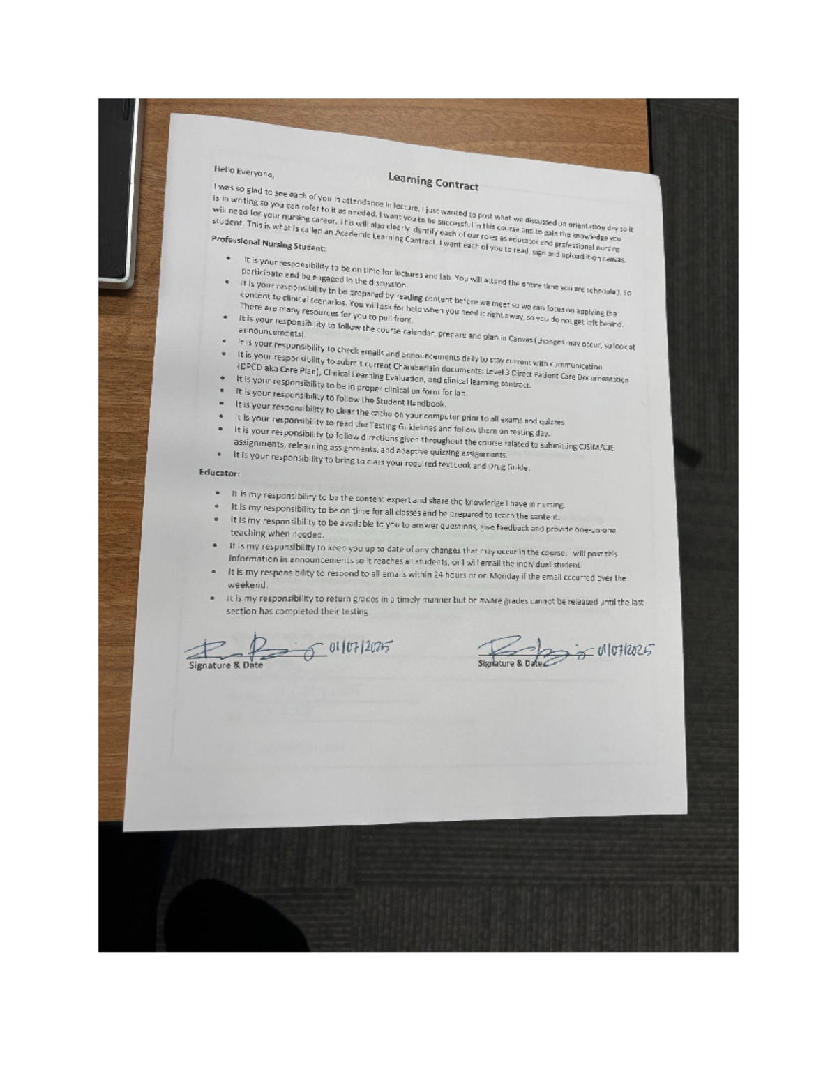 Learning Contract for NR325 Nursing Course Expectations and ...
