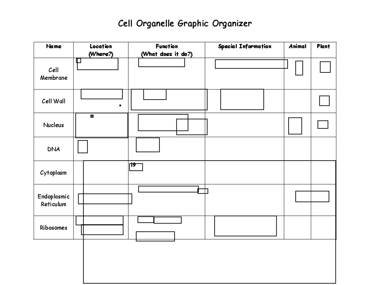 Cell Organelle Graphic Organizer- (Auto Recovered) - BIOL& 160 - Cell ...