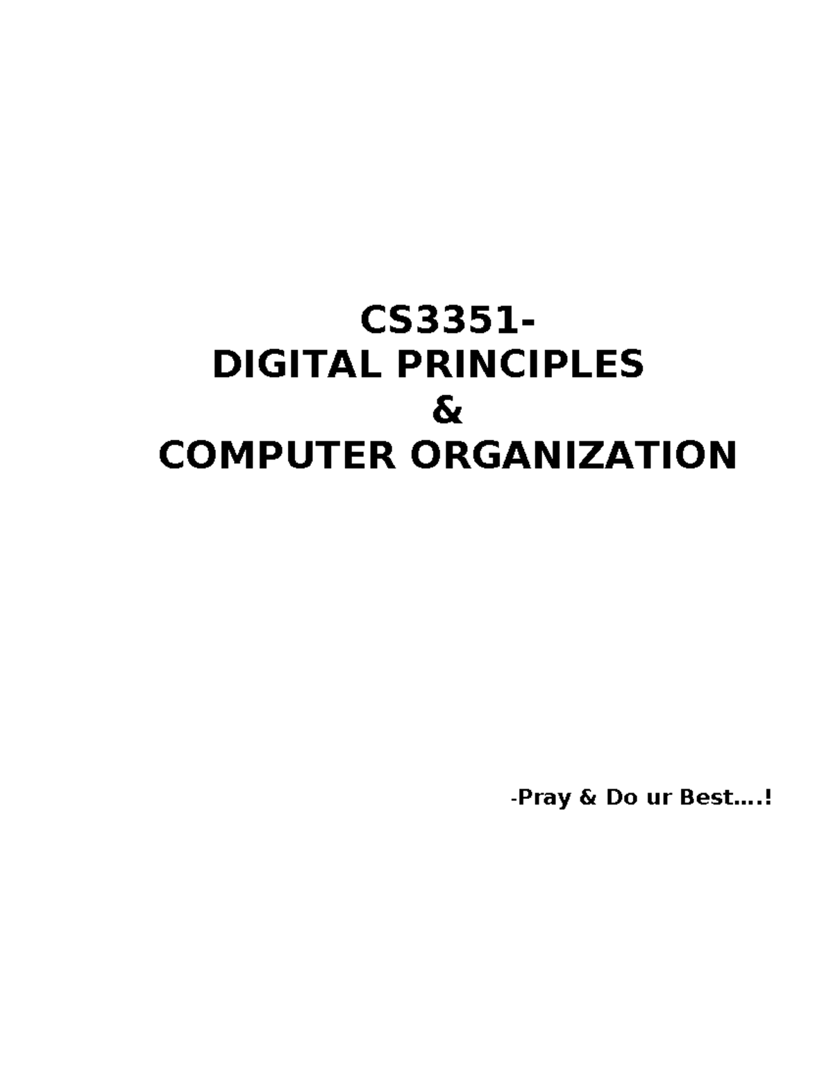 CS3351 Lecture Notes: Digital Principles & Computer Organization - Studocu