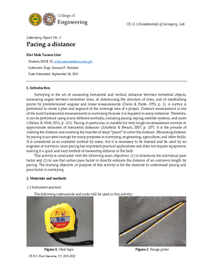 1 Distance By Pacing - Surveying Lectures - FIELDWORK DISTANCE BY ...
