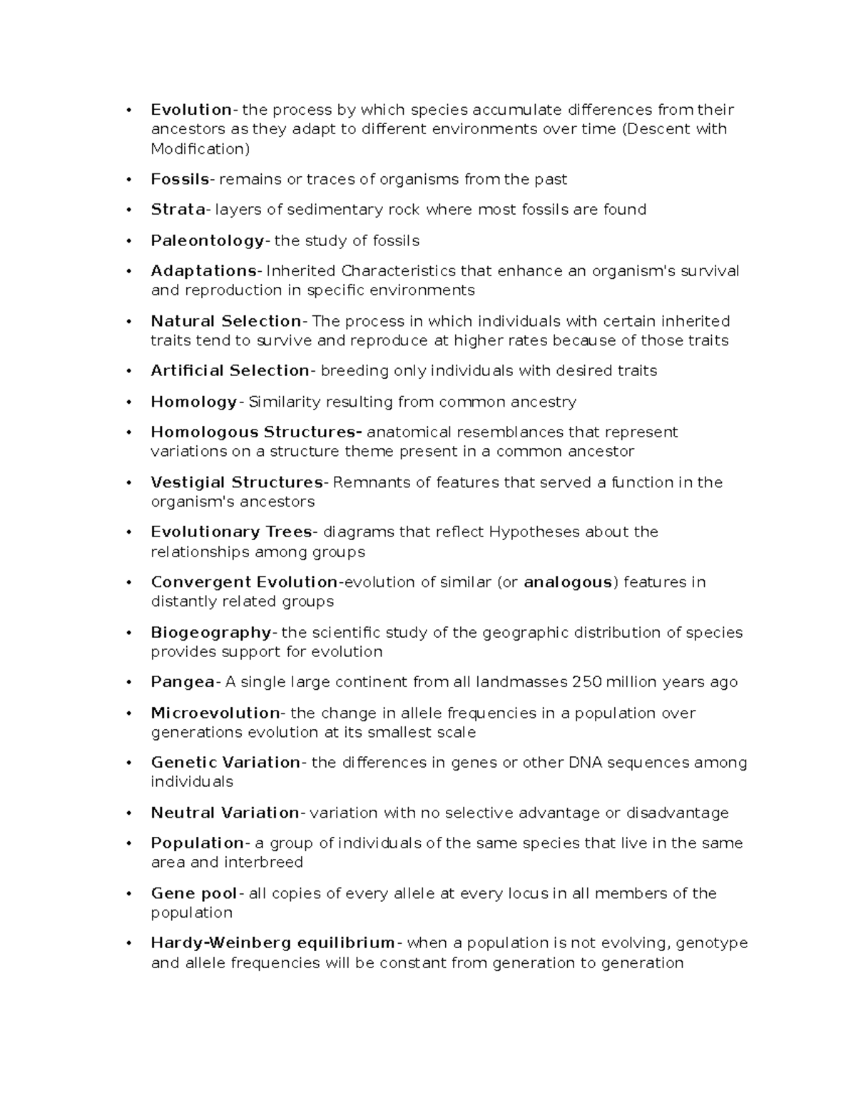 Biol 1202 Exam 1 Vocab - Evolution- the process by which species ...
