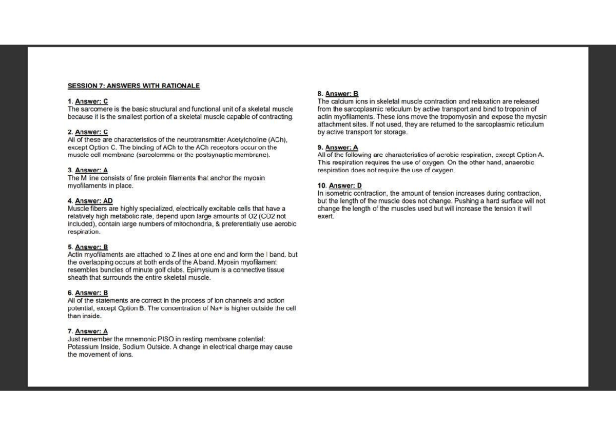 Anaphy Lecture SAS 7: Complete Answer Key Guide - Studocu