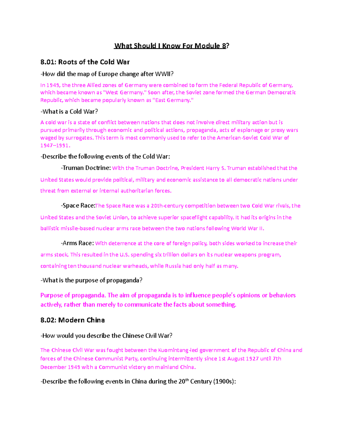Copy of Module 8Study Guide - What Should I Know For Module 8? 8: Roots ...