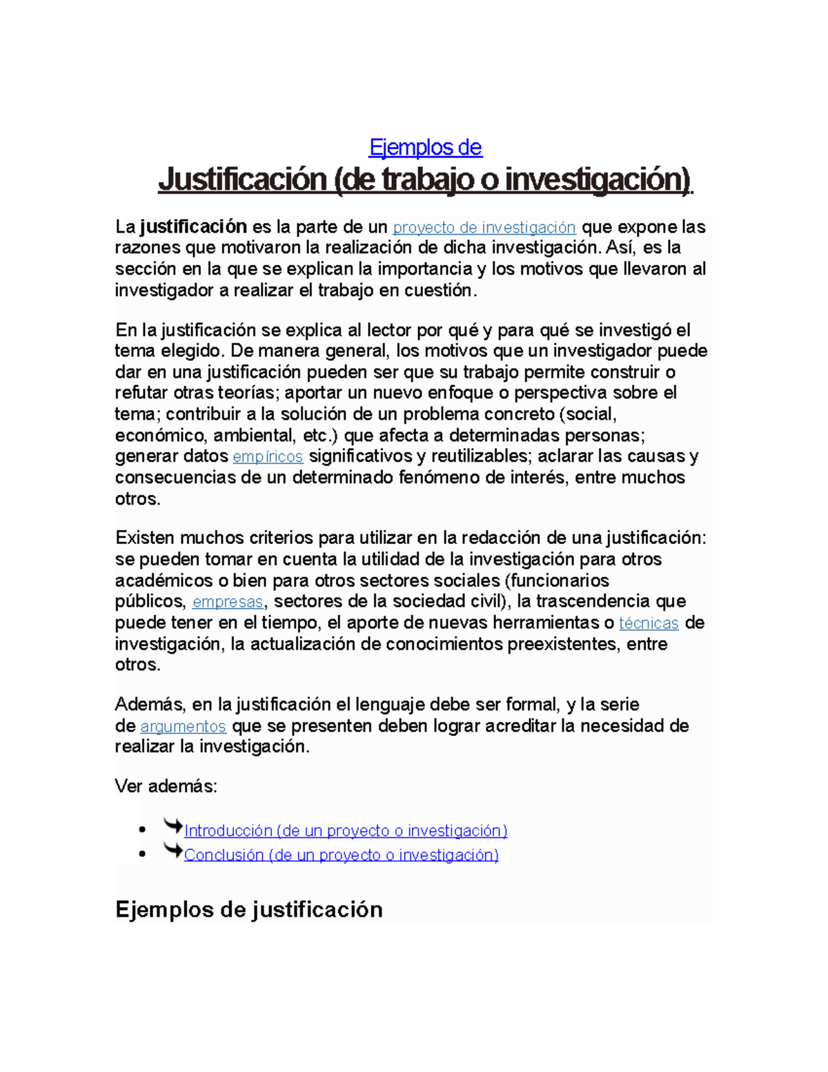 Ejemplos de Justificación en Metodología de Investigación - Studocu