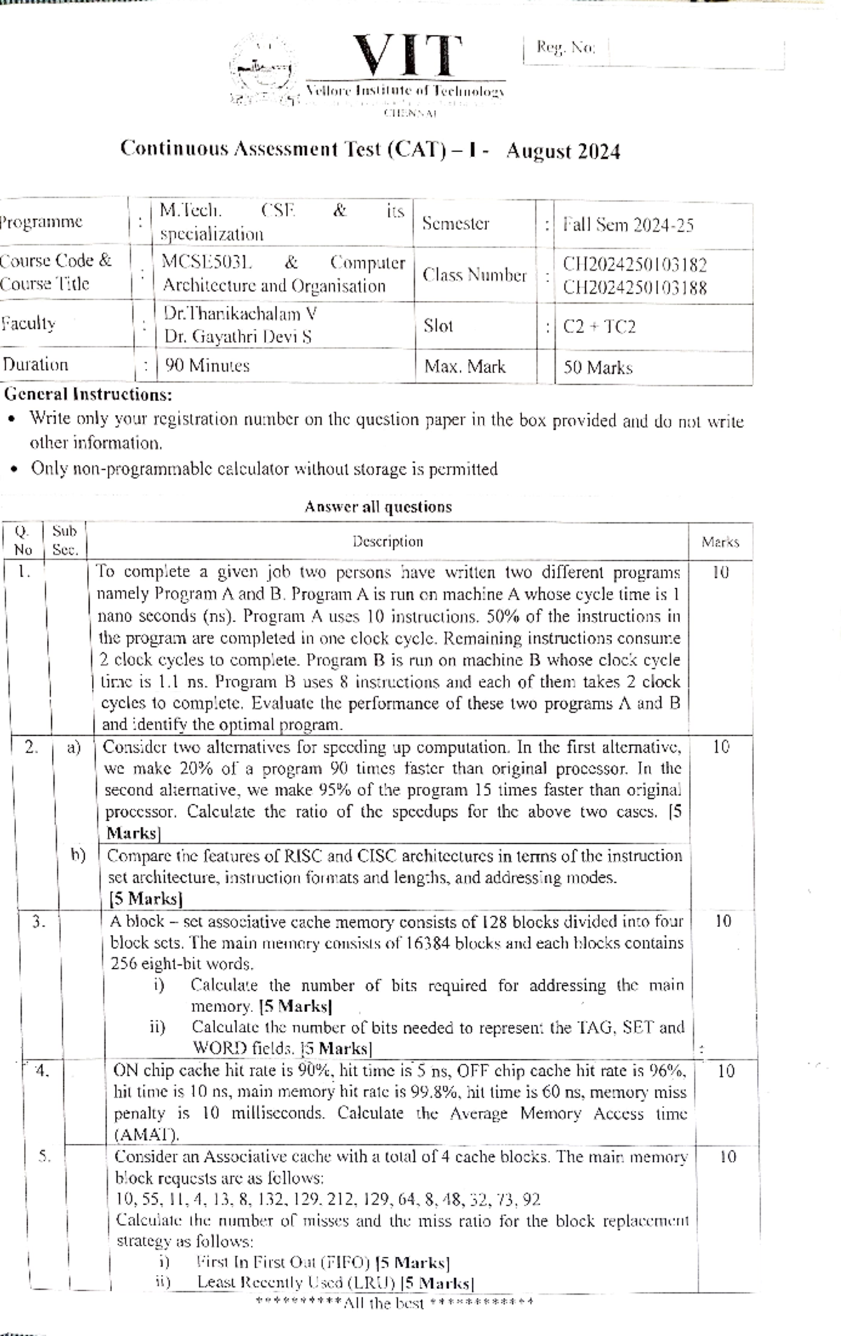 CAO CAT papers - Practice Problems of previous year paper - Programme ...