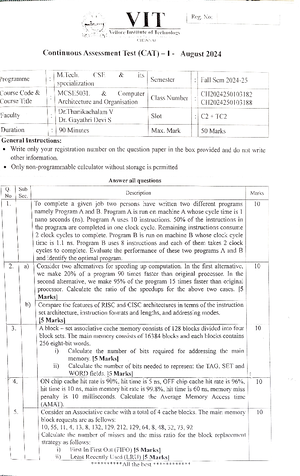 Data structure and algorithms CAT papers - Programme Course Code & Course Title Faculty Duration ...