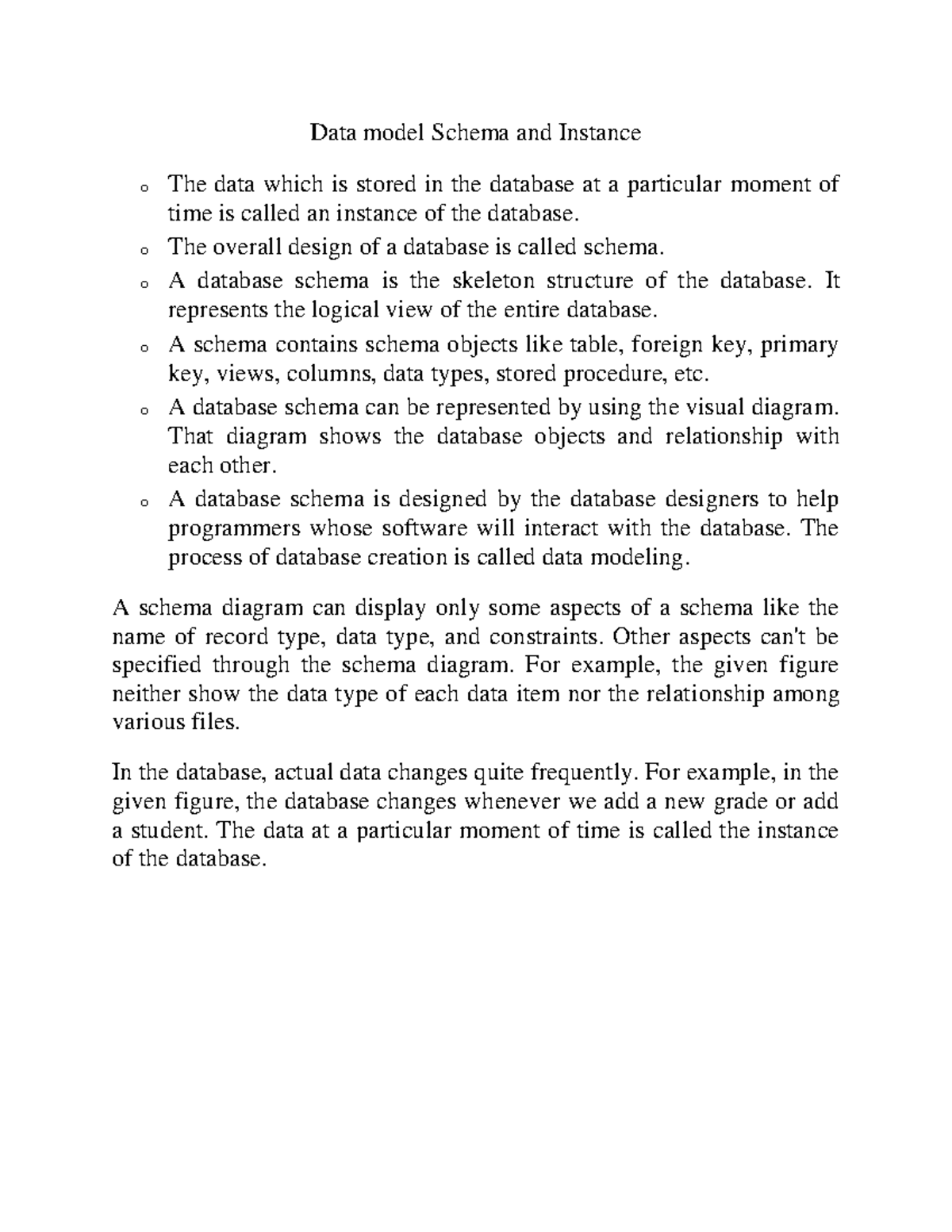 Lecture-05 (DBMS) - Data Models: Schema, Instance & Languages - Studocu