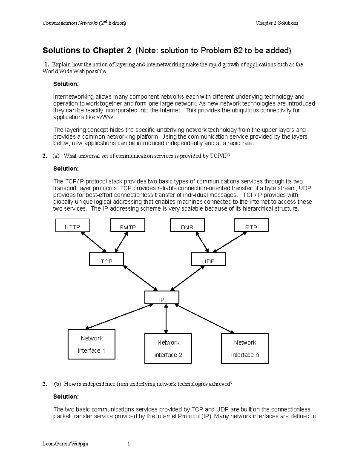 LGW2E - Solutions for Chapter 2 Problems in Networking Concepts - Studocu