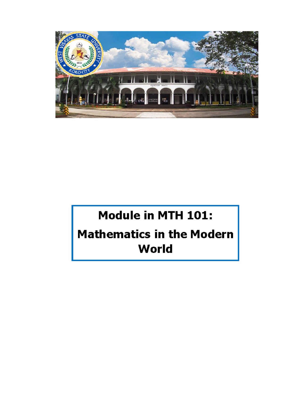 Module MATH-IN-THE- Modern- World-1-231 - Module in MTH 101 ...