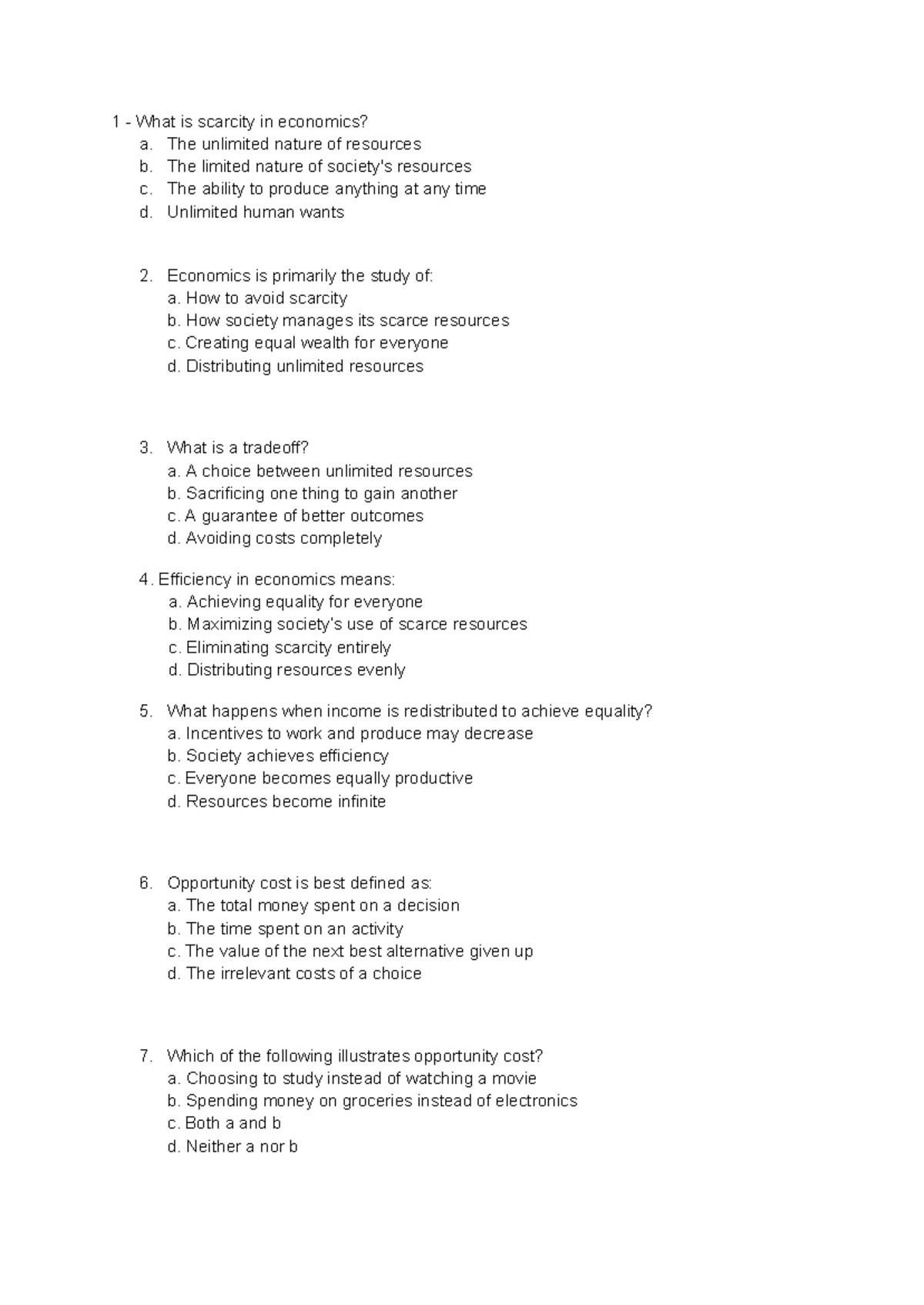 Microeconomics Chapter 1: Understanding Scarcity and Tradeoffs - Studocu