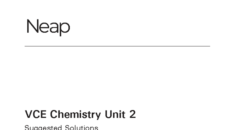 VCE Chem Unit 2 Suggested Solutions 2024 Trial Exam - Studocu