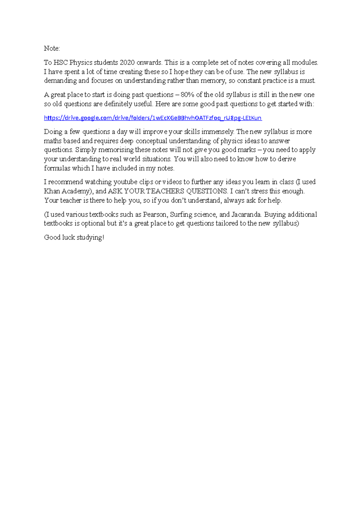 HSC Physics Summary Notes for Modules 5 - 6 (2020 Syllabus) - Studocu