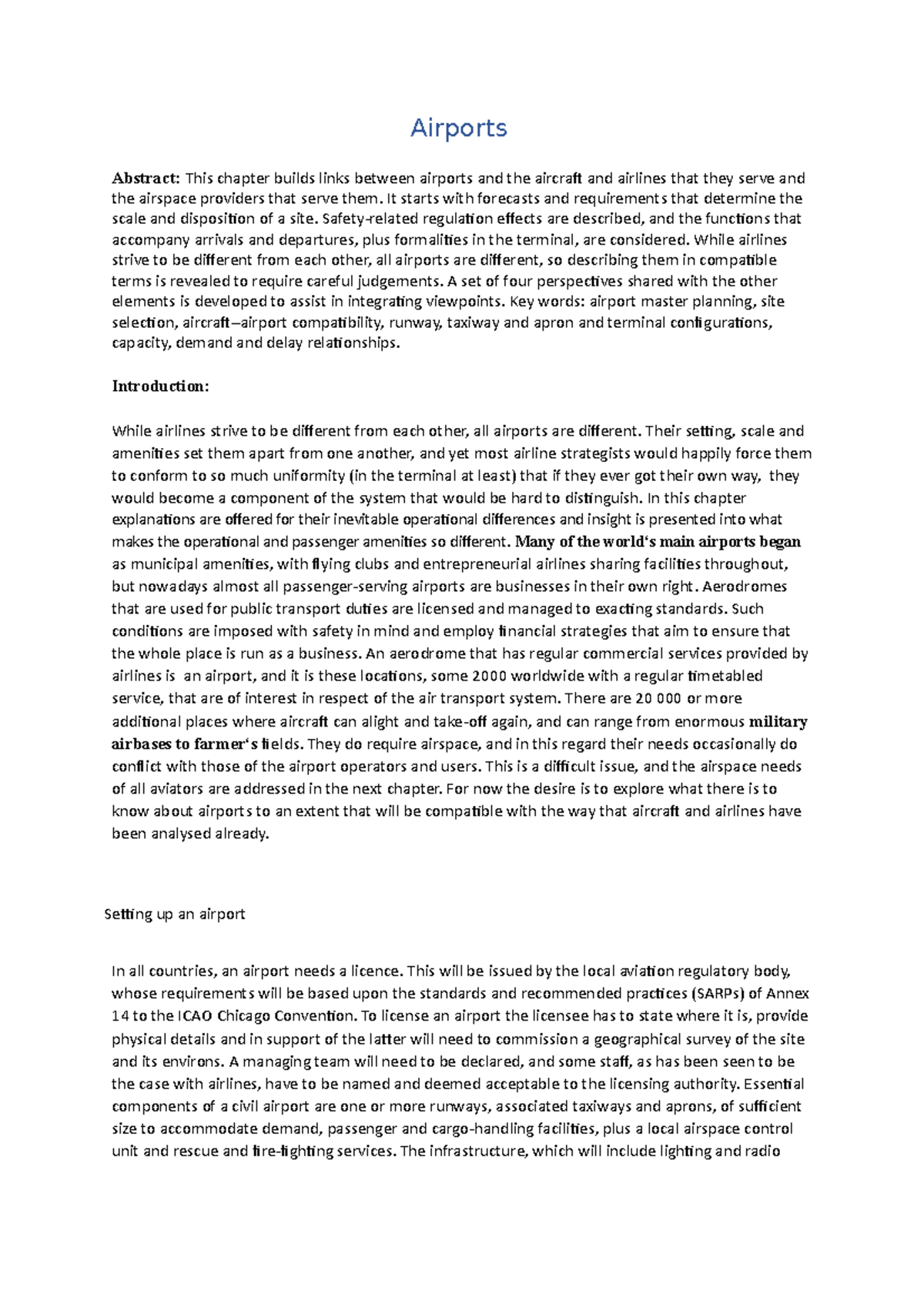 Airports assignment - Airports Abstract: This chapter builds links ...