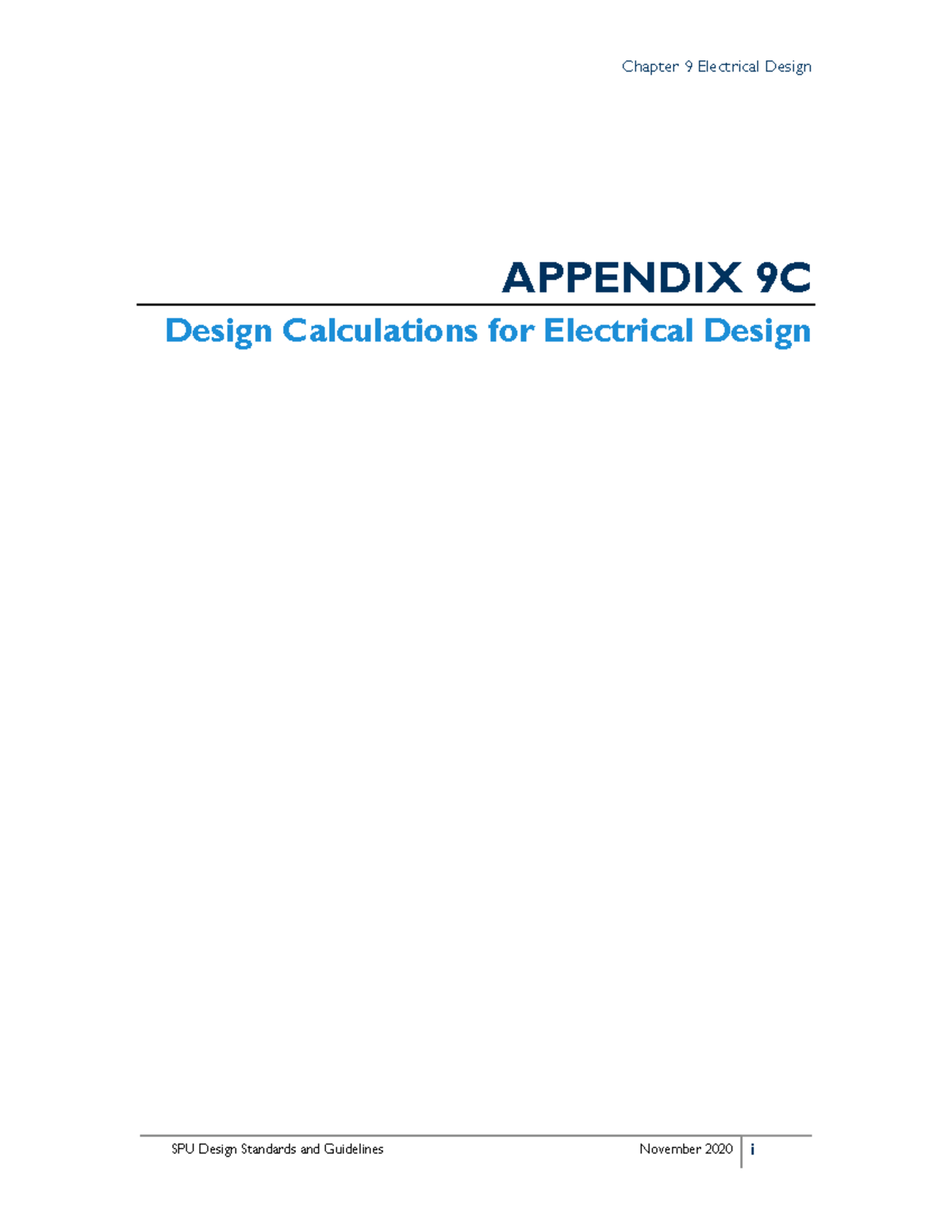 Design Calculations for Electrical Design - Chapter 9 SPU Standards ...