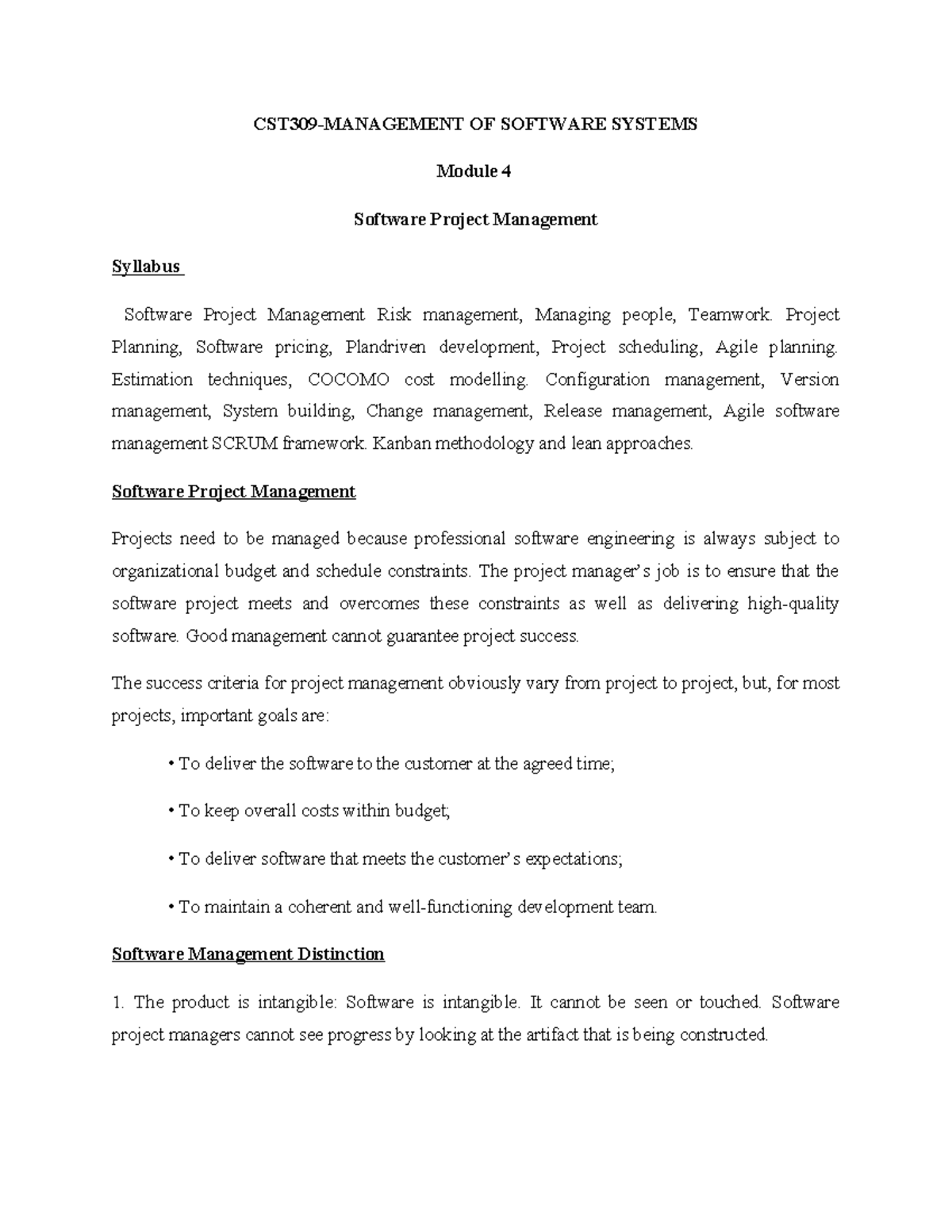 Module 4 - Software Project Management Notes: Risk & Team Management ...