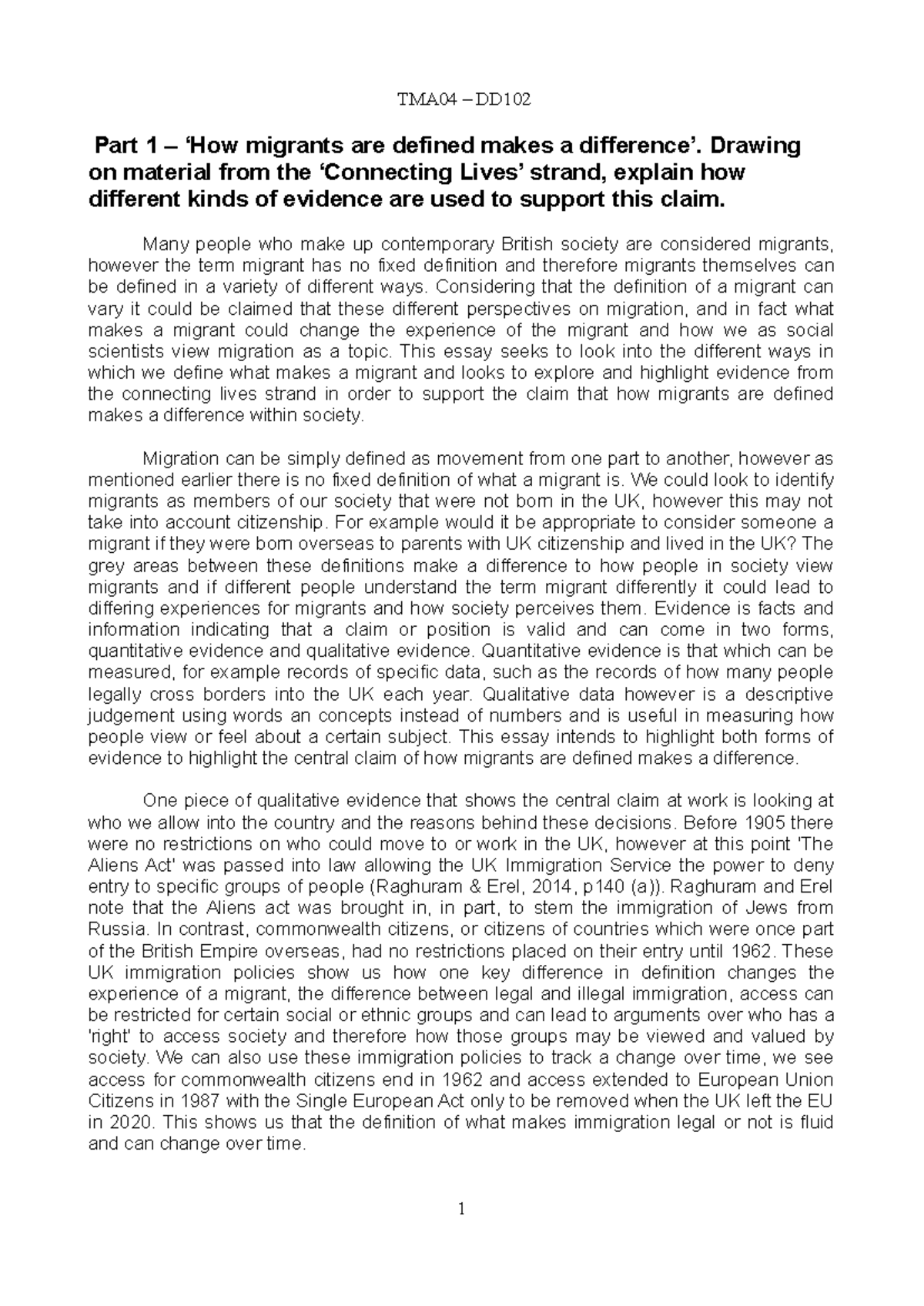 TMA04 DD102 - The Impact of Migrant Definitions on Social Perception ...