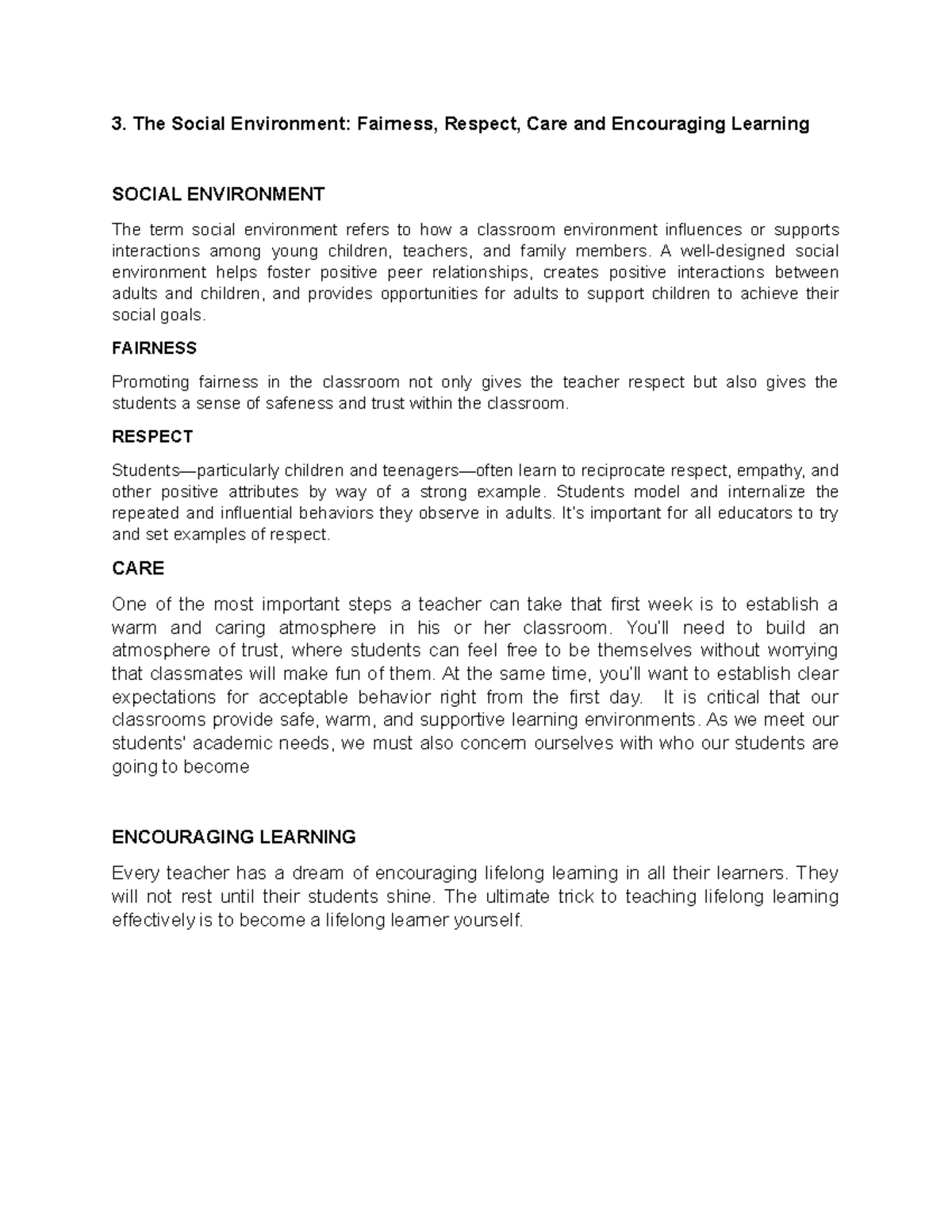 3&4 - The Impact of Social Environment on Learning and Motivation - Studocu