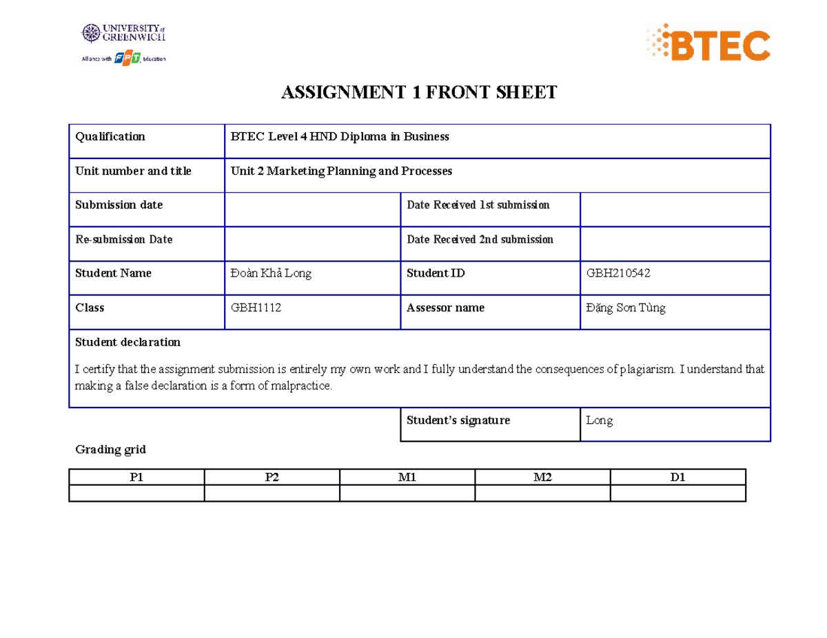 5033 - Assignment 1 - asm 1 5033 - ASSIGNMENT 1 FRONT SHEET ...