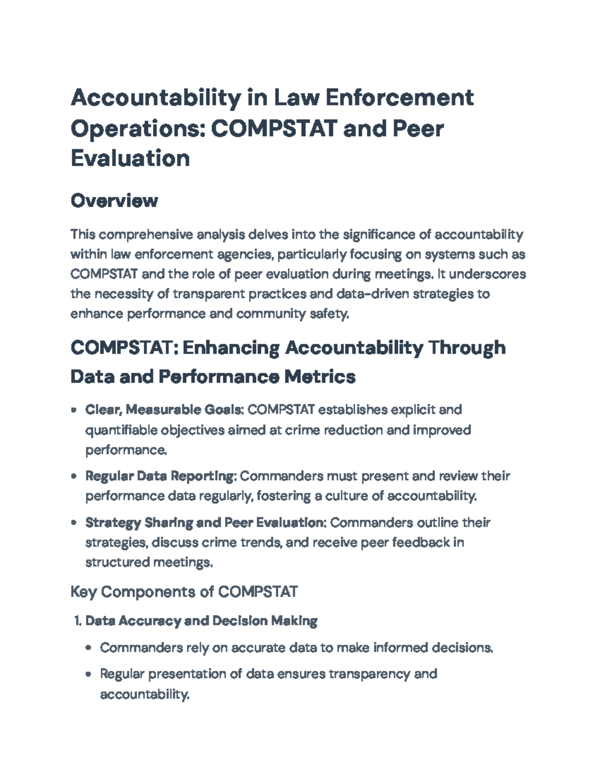 Accountability in Law Enforcement: Analyzing COMPSTAT and Peer ...
