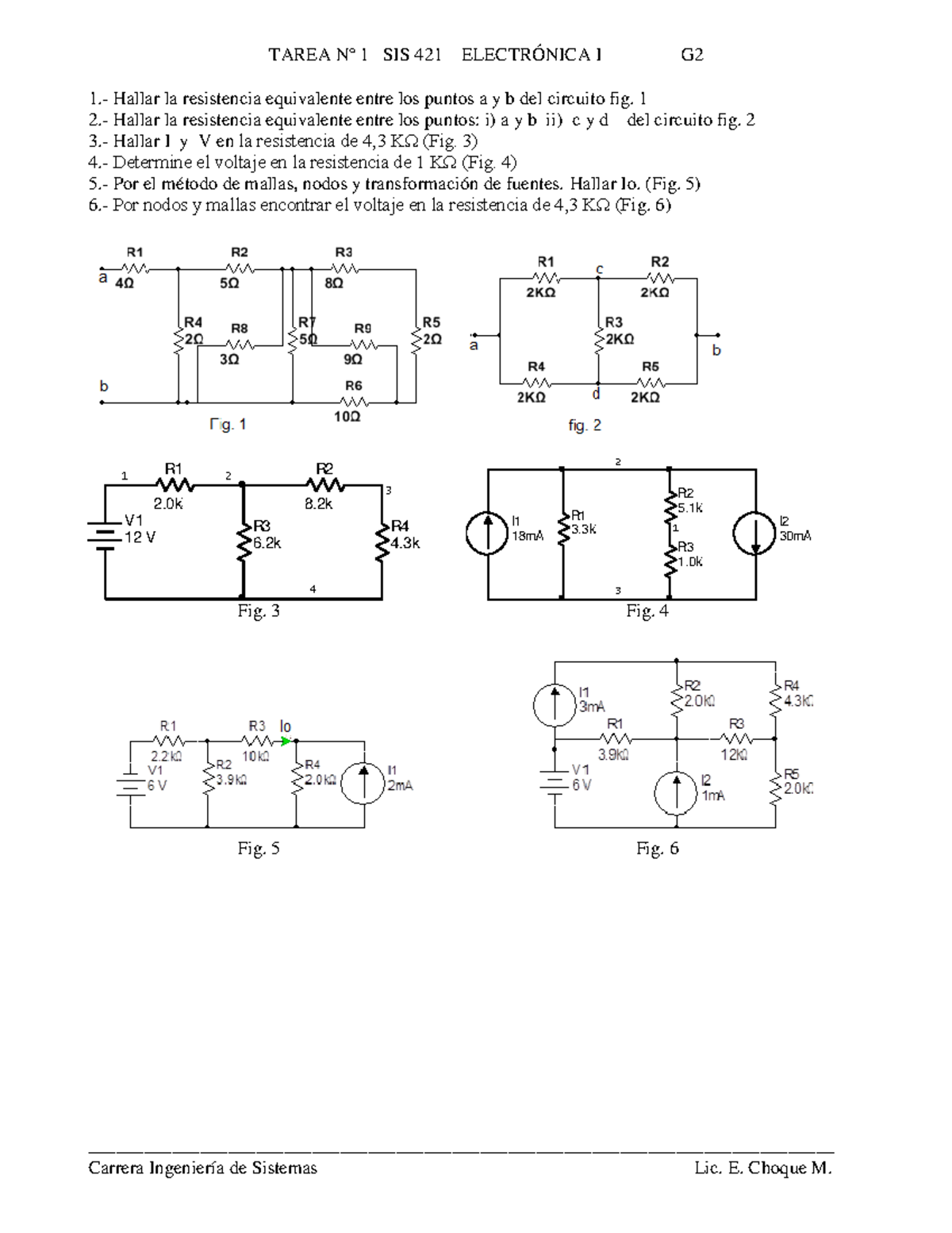 TAREA Nº 1 SIS 421 - Resistencia Equivalente y Análisis de Circuitos ...
