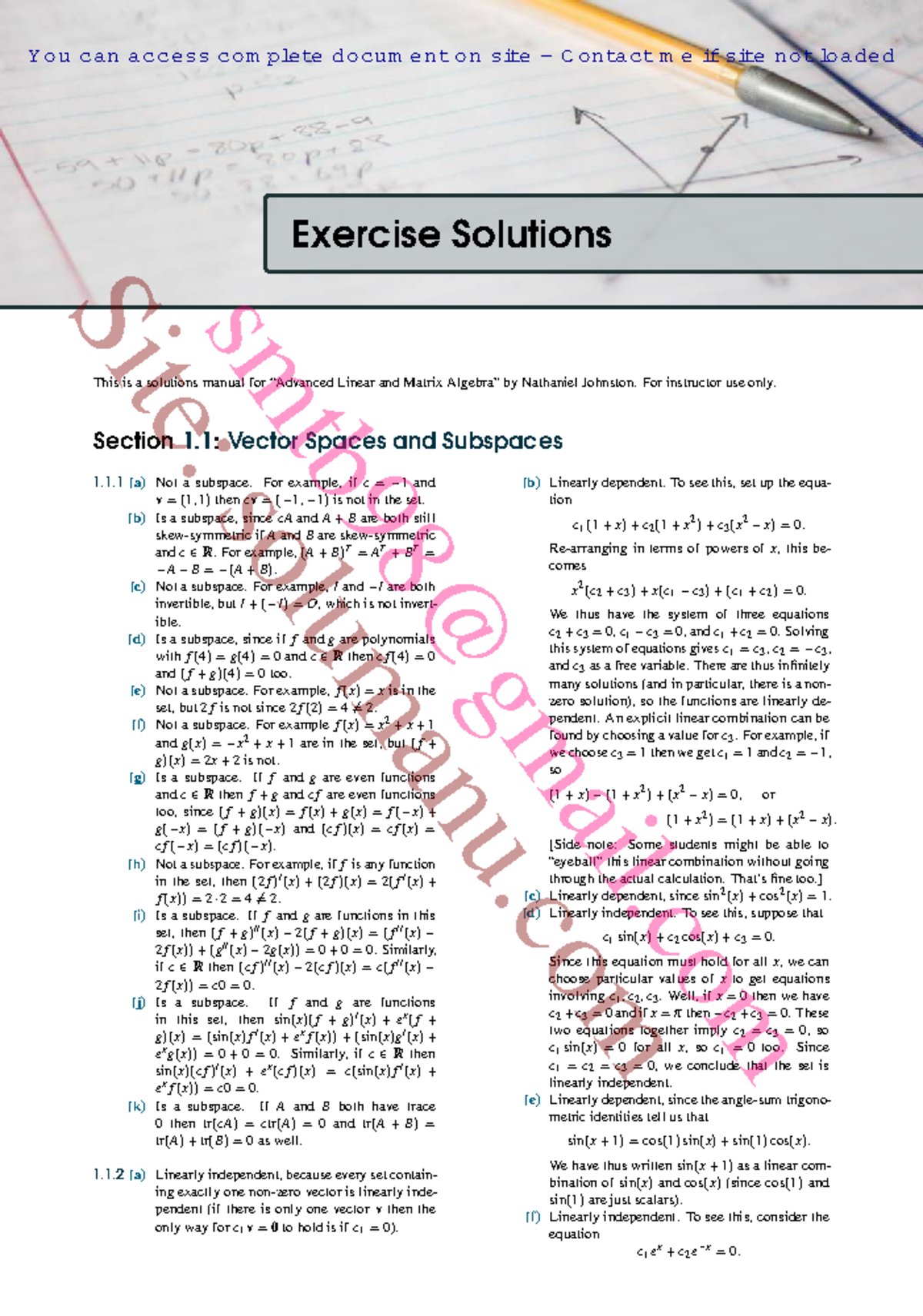 Solution Manual for Advanced Linear and Matrix Algebra (Course Code ...