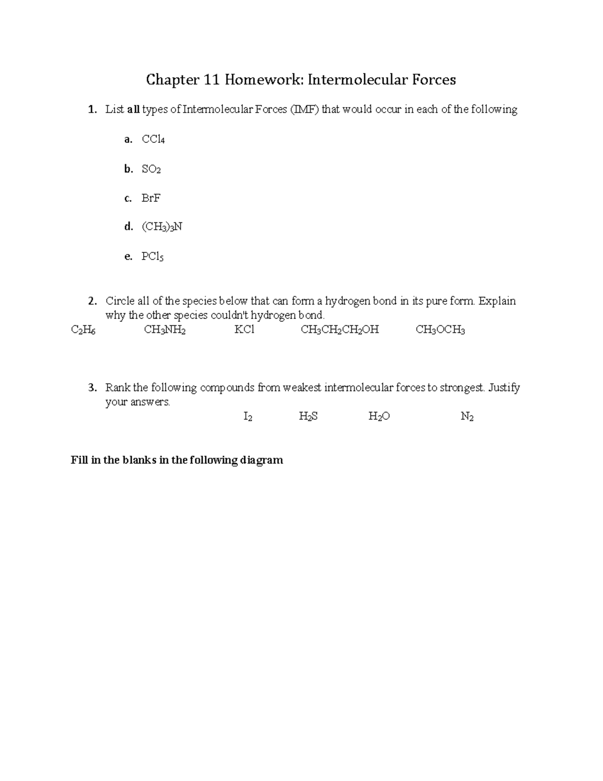 Chapter 11 Homework: Intermolecular Forces and Phase Diagrams - Chapter ...