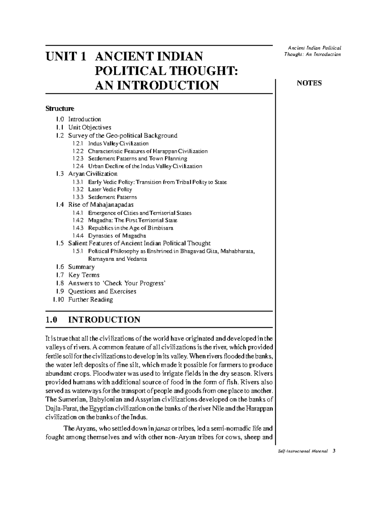 HIST 101: Unit 1 - Ancient Indian Political Thought Overview Notes ...