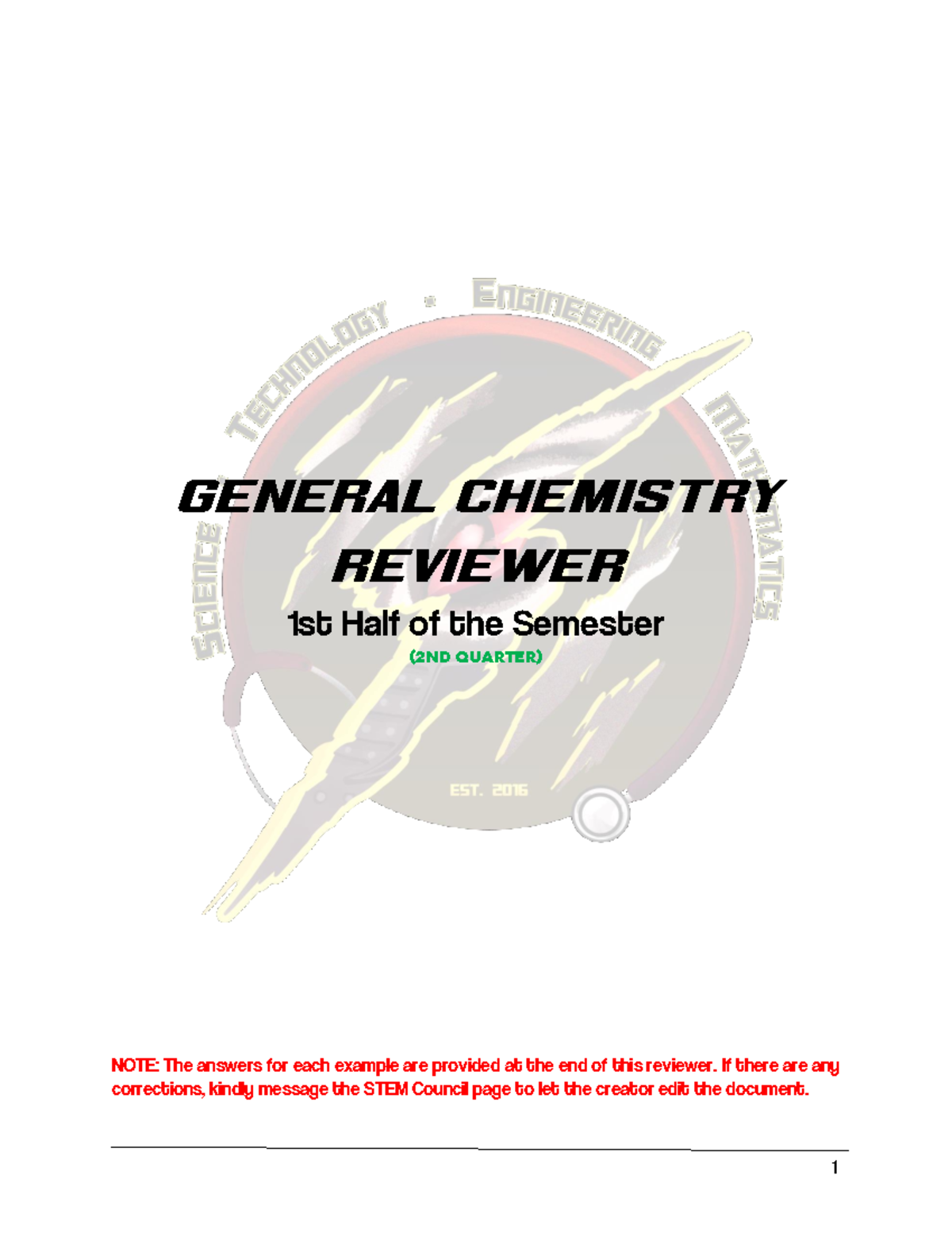 General Chemistry Final Exam Reviewer for 2nd Quarter (GCR2Q) - Studocu