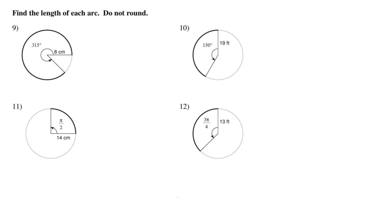 Trig Unit Practice: Arc Lengths, Sector Areas & Trig Functions - Studocu