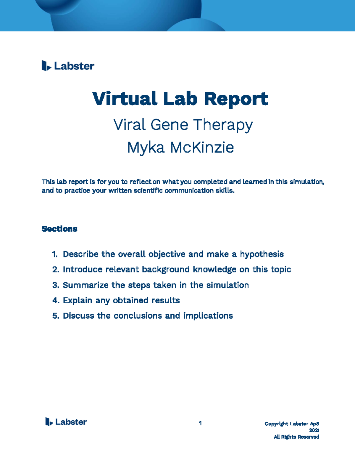 Lab Report - Viral Gene Therapy Simulation (LAB-12) - Studocu