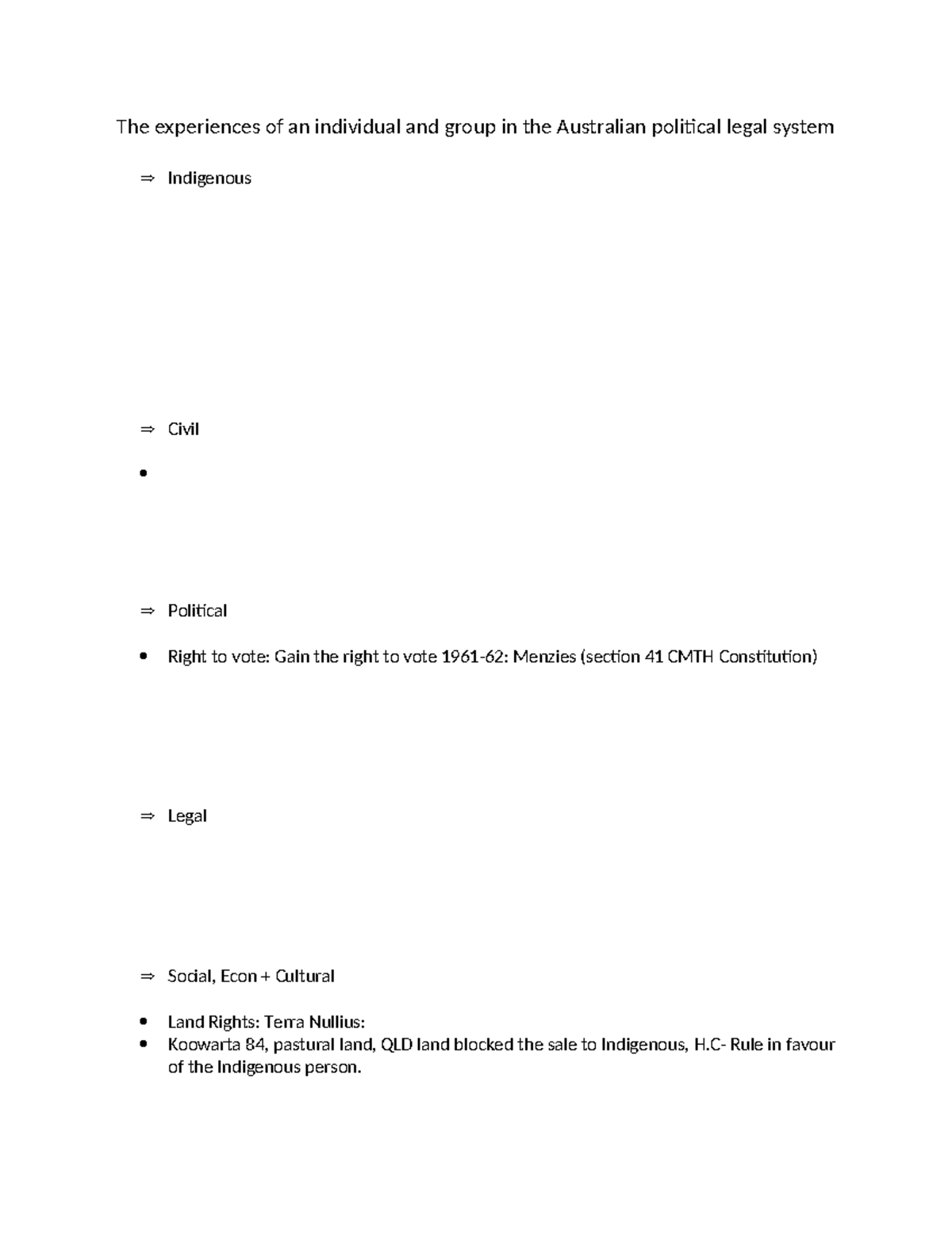Indigenous Civil Rights in Australia: Voting and Land Rights Analysis ...