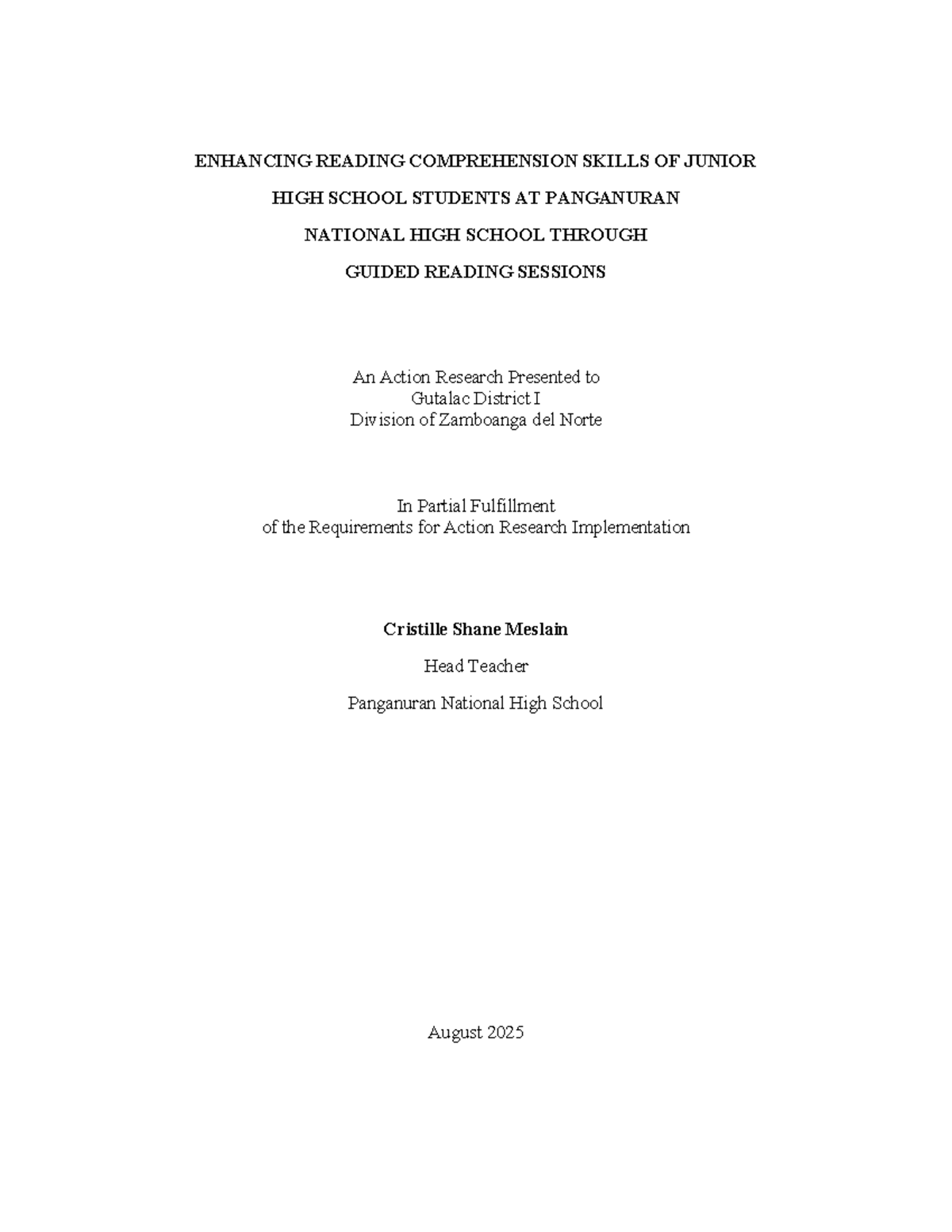Enhancing Reading Comprehension Skills in Junior High: Action Research ...
