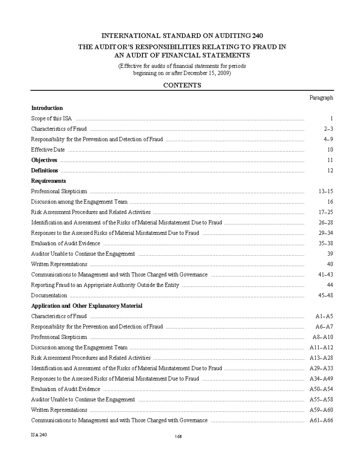 ISA 240 - Responsibilities for Fraud in Financial Statement Audits ...