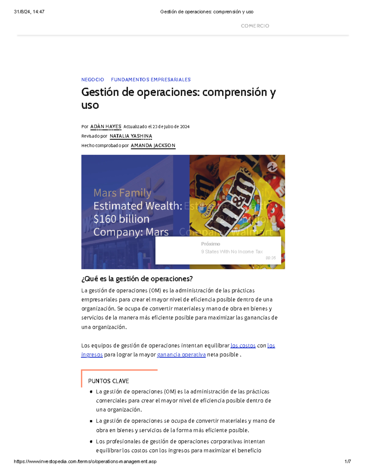 Gestión de operaciones comprensión y uso - NEGOCIO FUNDAMENTOS ...