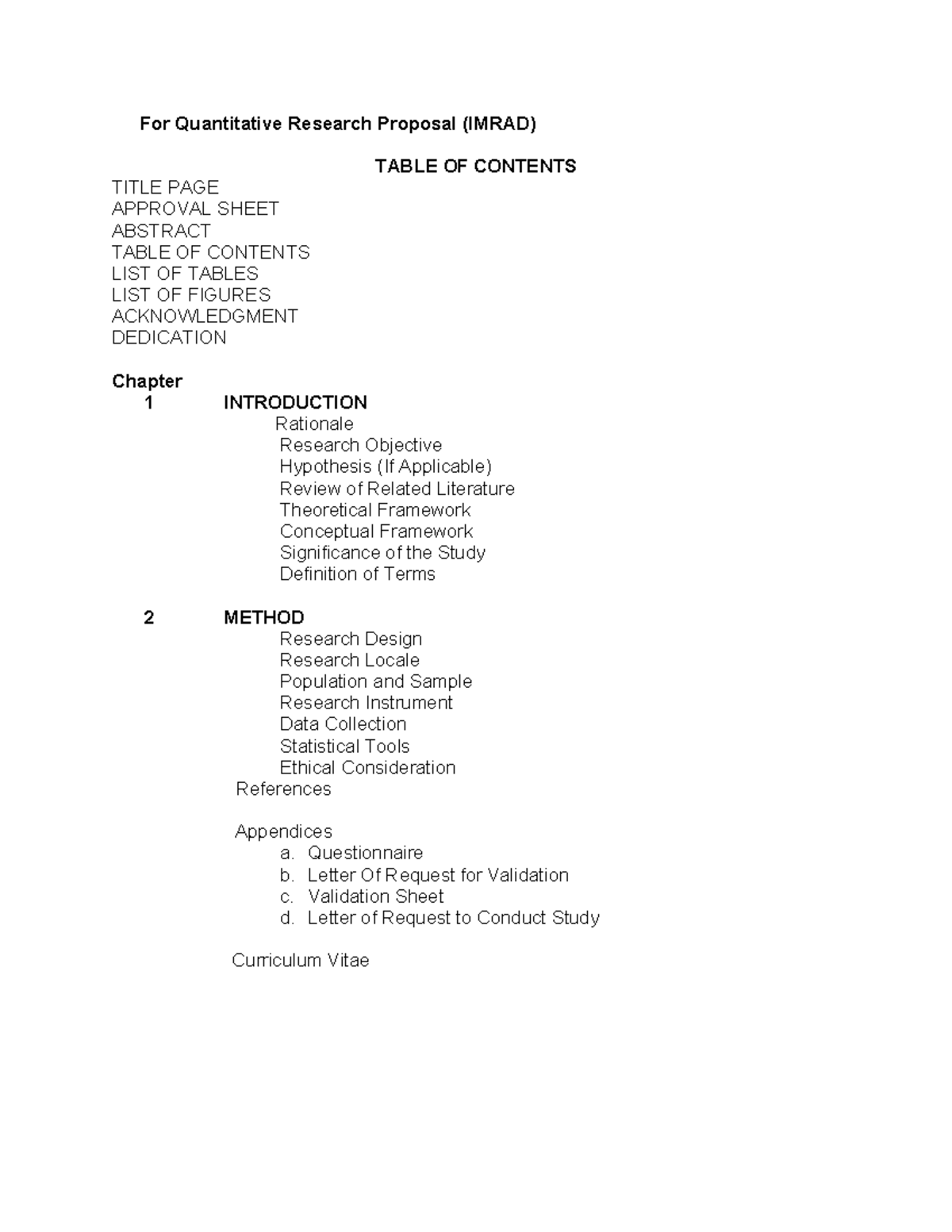 Format for Qualitative & Quantitative Research Proposal (IMRAD) - Studocu