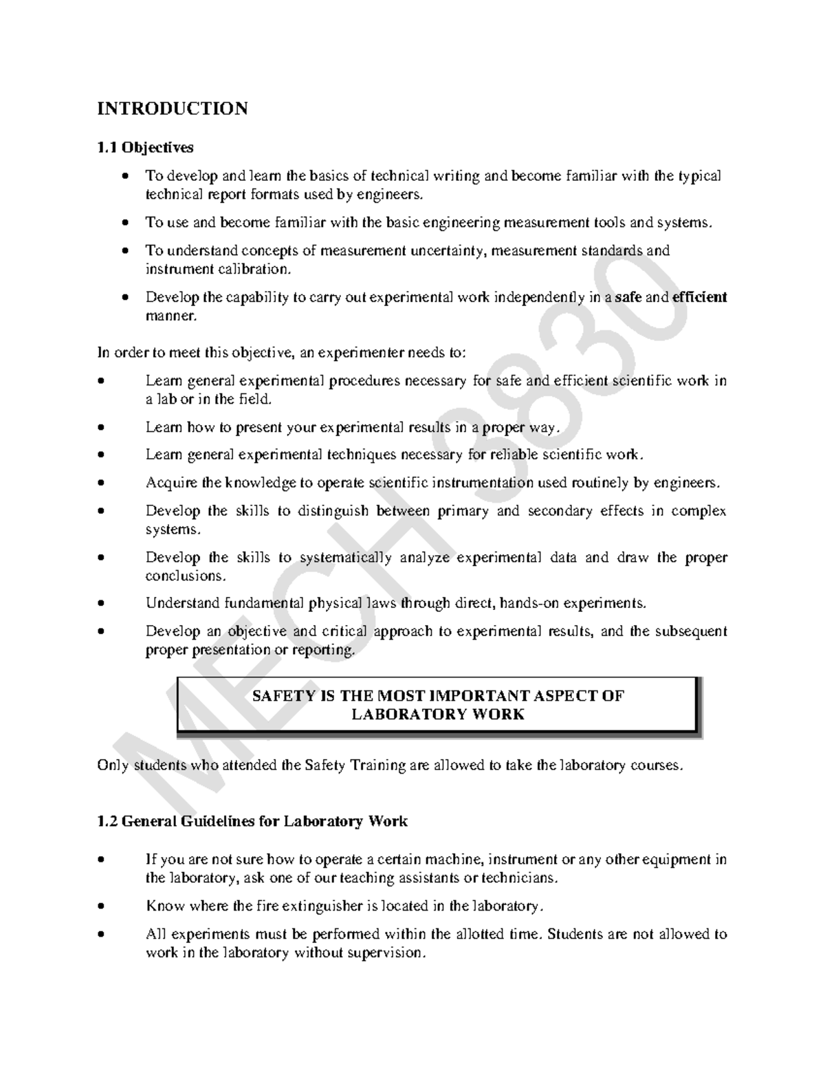 Introduction to Technical Writing & Lab Reporting - Lecture Notes 1 ...