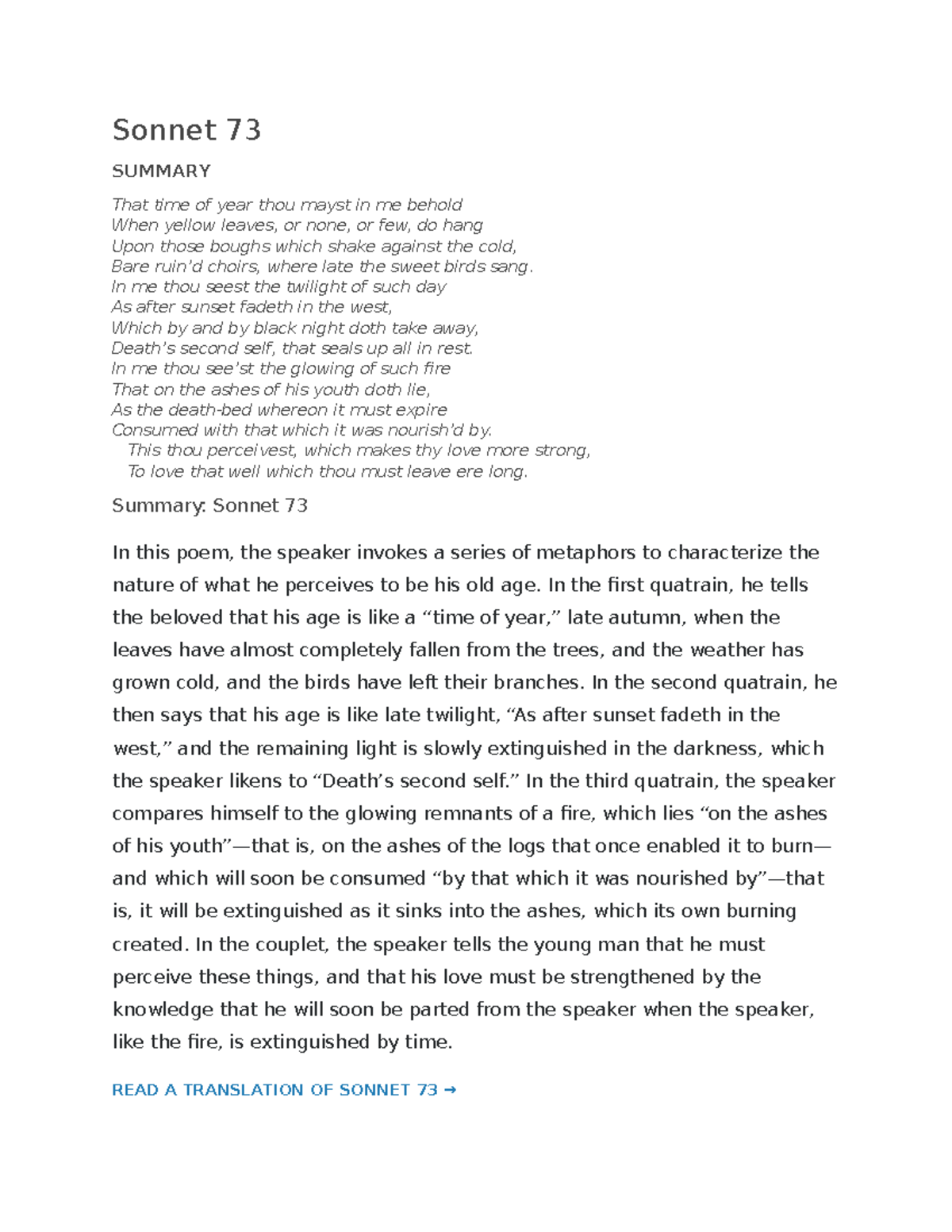 Sonnet 73^98^129 - Important Pg English literature materials - MG ...