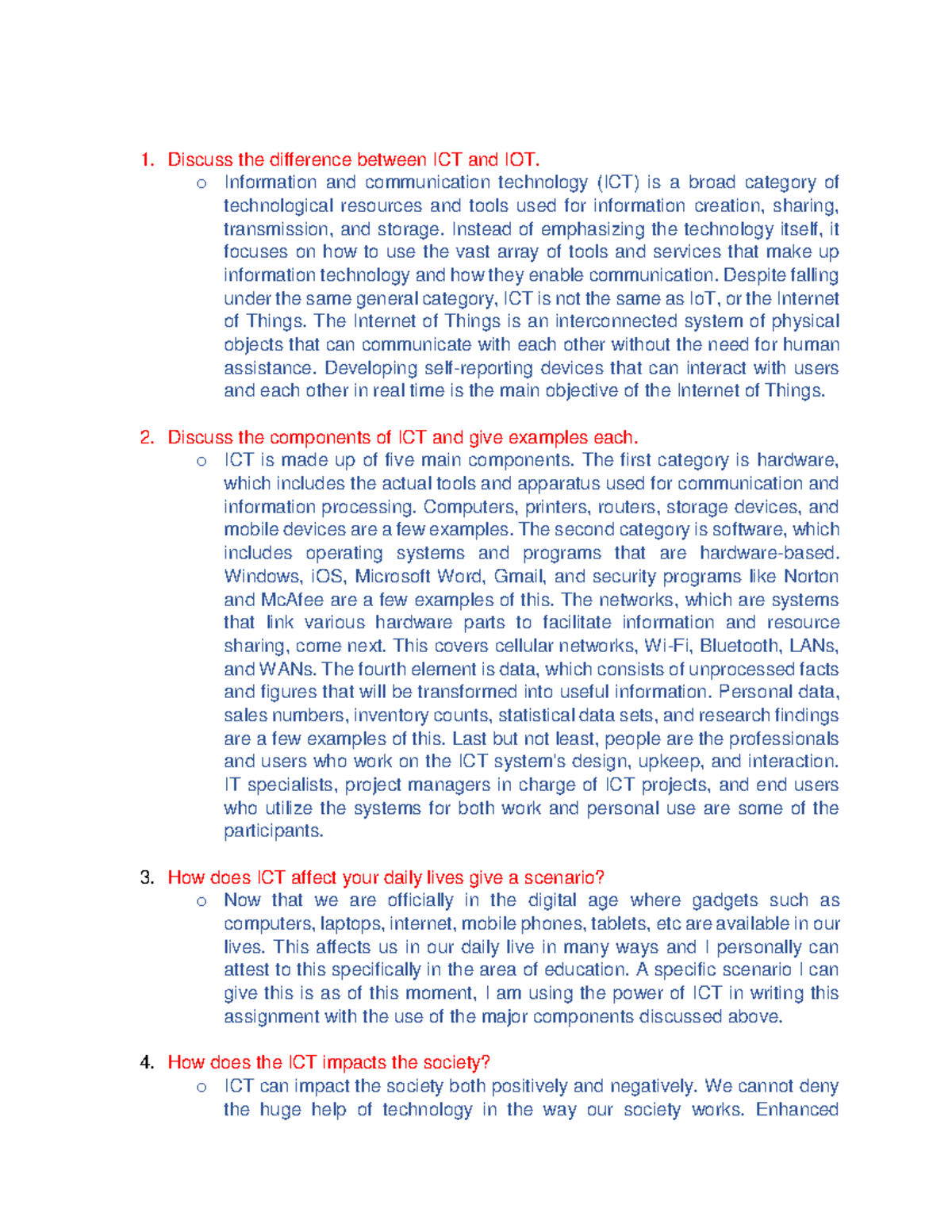 ICT vs IoT: Key Differences & Daily Life Impact - ICT 101 - Studocu