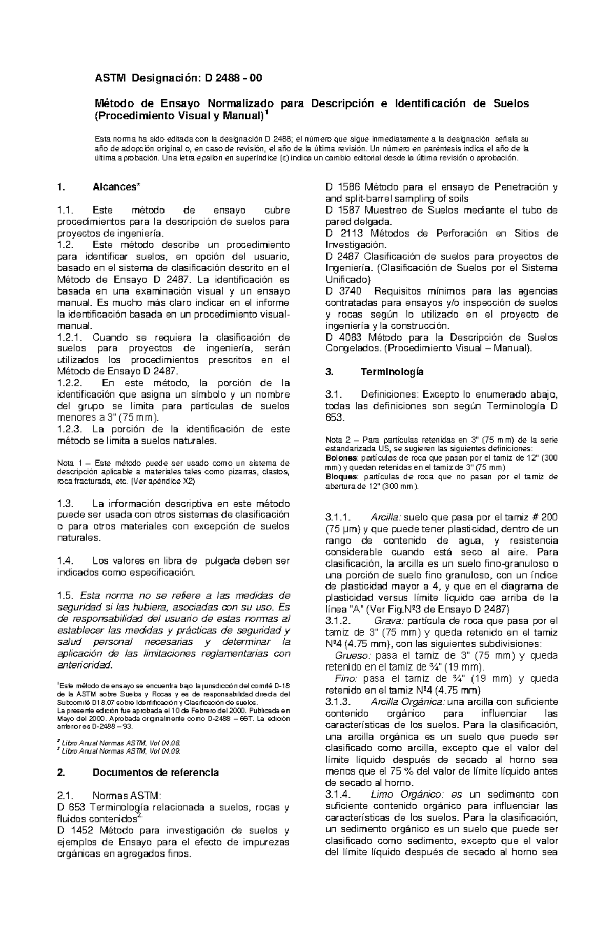ASTM D 2488 - Método Normalizado para Descripción de Suelos - Studocu