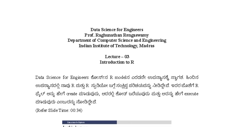 Data Science for Engineers (CSE) - Lecture 03: Intro to R - Studocu