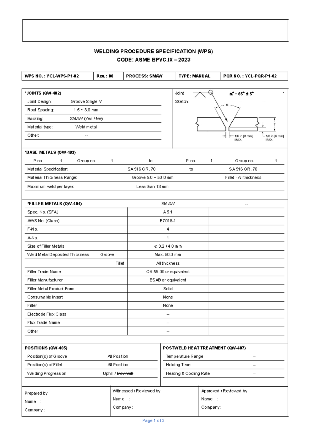 SIS PWPS AWS GII 01 - Welding Procedure Specification (WPS) 2023 - Studocu