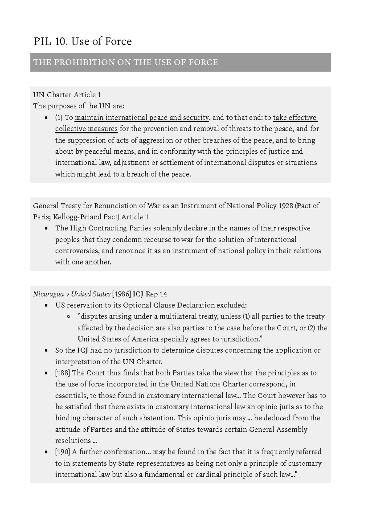 PIL 10. Examining the Prohibition and Exceptions on the Use of Force ...