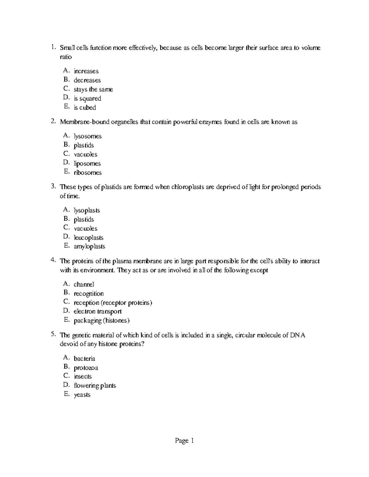 Cell Exam Practice MCQs: Understanding Cell Structure & Function - Studocu