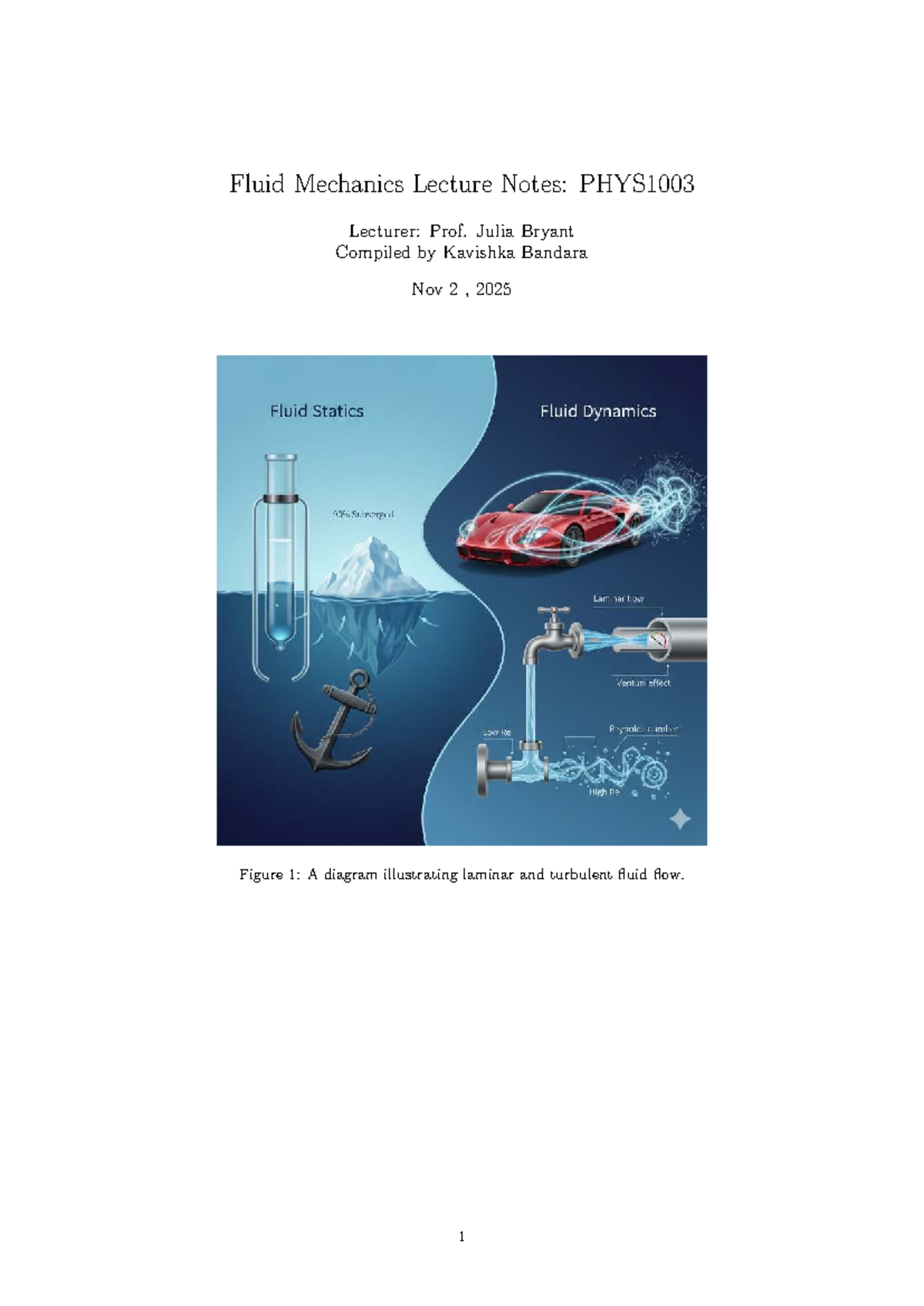 Fluid Mechanics Lecture Notes: PHYS1003 - Comprehensive Overview - Studocu