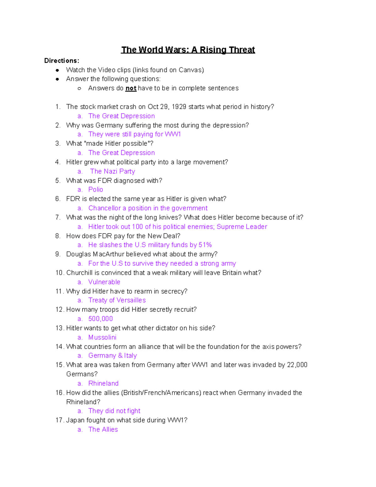 The World Wars: A Rising Threat - Key Insights for History Course - Studocu