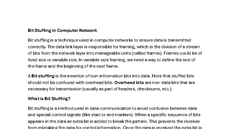 Bit Stuffing in Computer Network - The data link layer is responsible ...