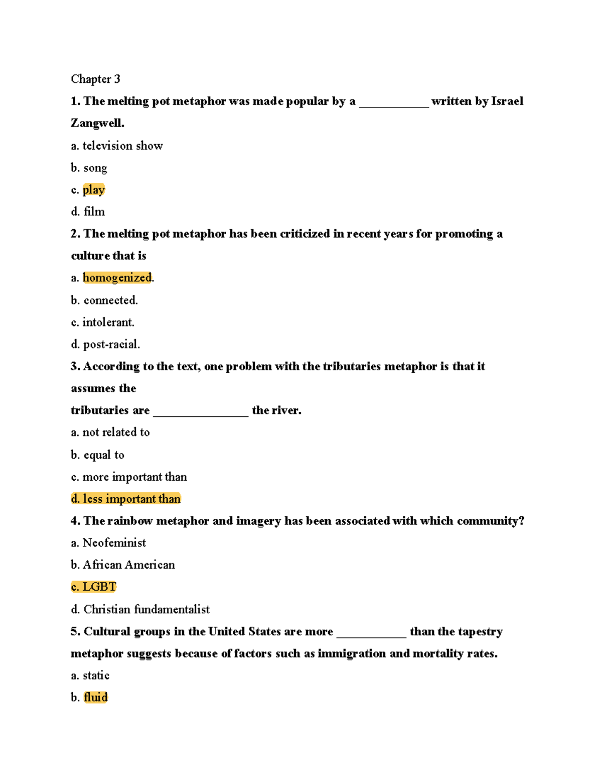 Chapter 3 Exercise 1: Analyzing Cultural Metaphors and Diversity - Studocu